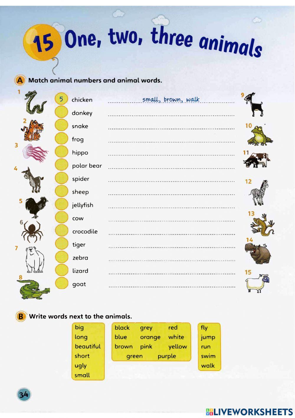 3518580 | Starters Unit 15 One Two Three animals | LÊ