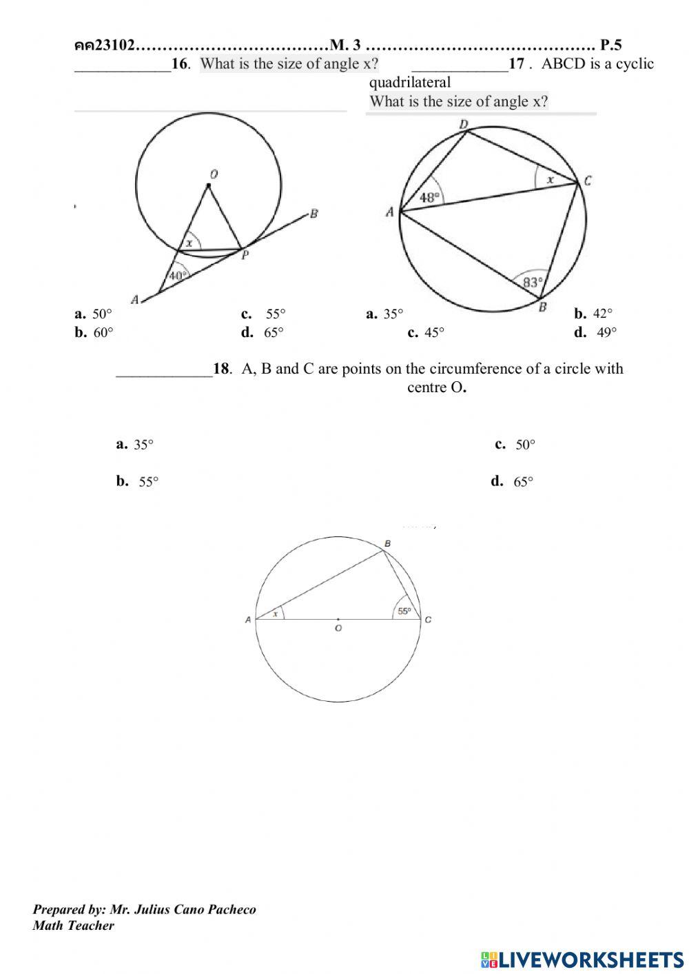 MIDTERM TEST M.3 2564 online exercise for | Live Worksheets