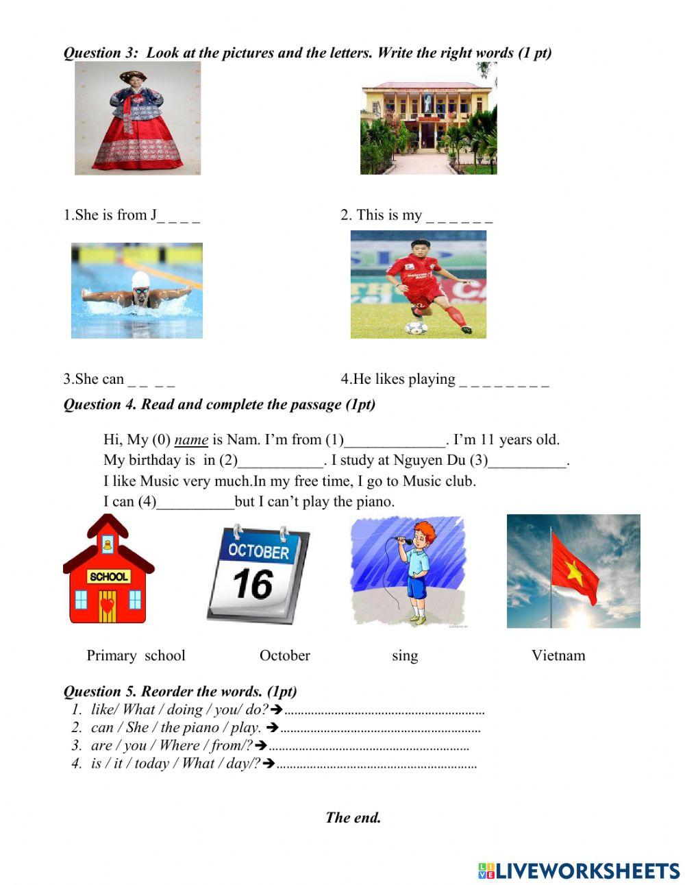 English 4 free worksheet | Live Worksheets