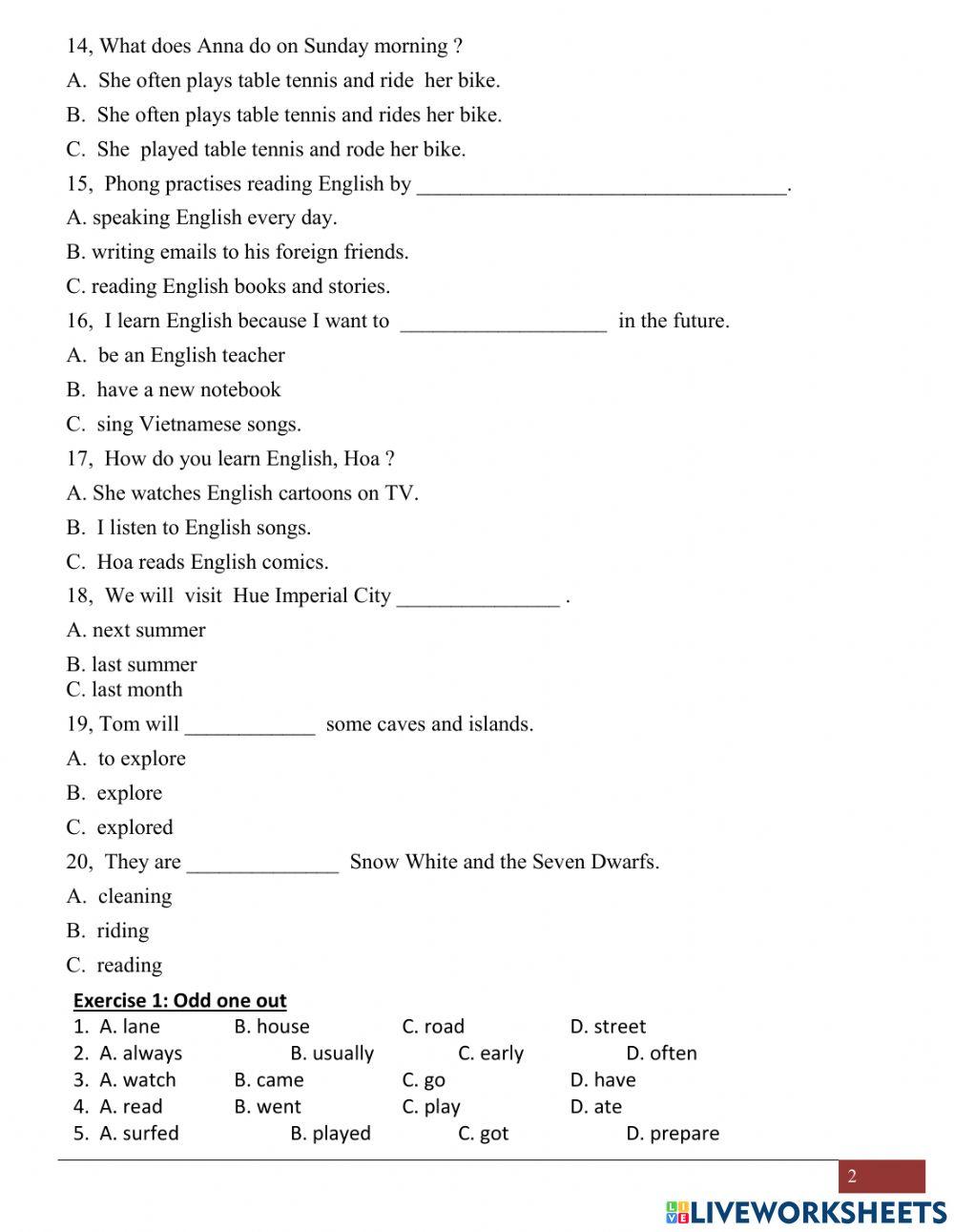 English 5 Review 5 worksheet | Live Worksheets
