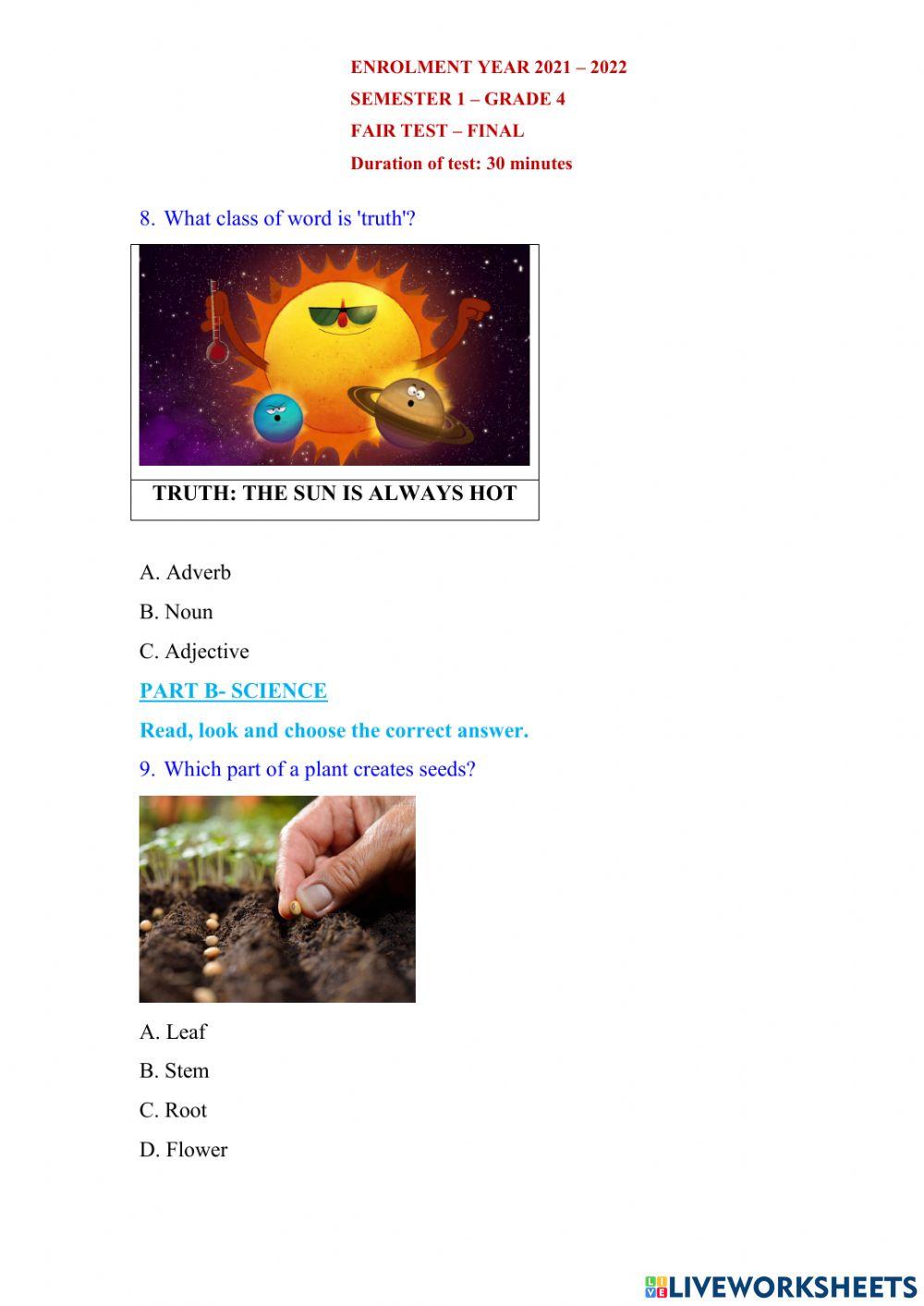 Week 1 - Test 1 online exercise for | Live Worksheets