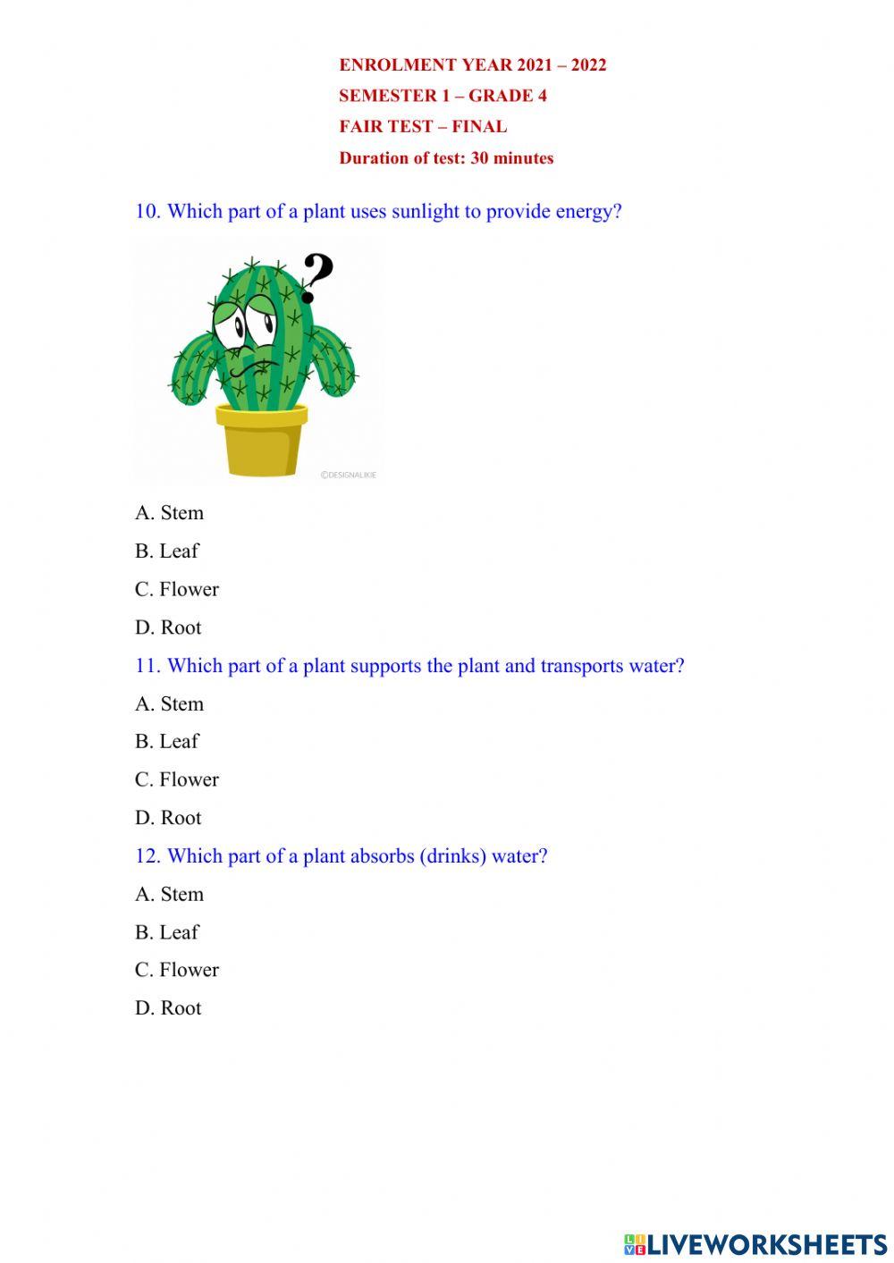 Week 1 - Test 1 online exercise for | Live Worksheets