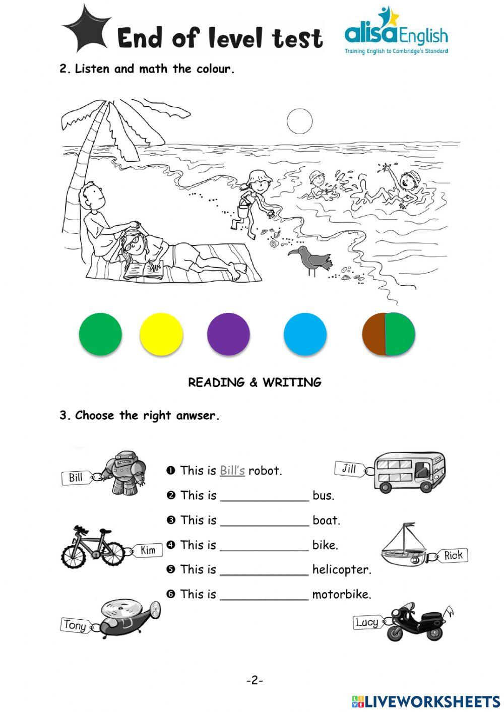 GT2 End of level test online exercise for | Live Worksheets