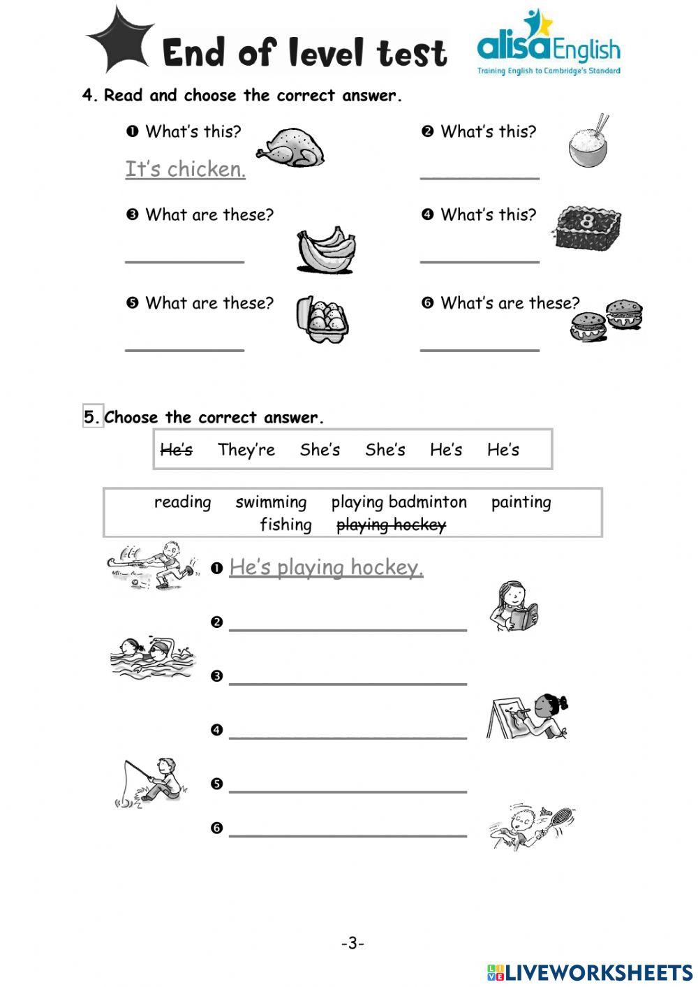 GT2 End of level test online exercise for | Live Worksheets