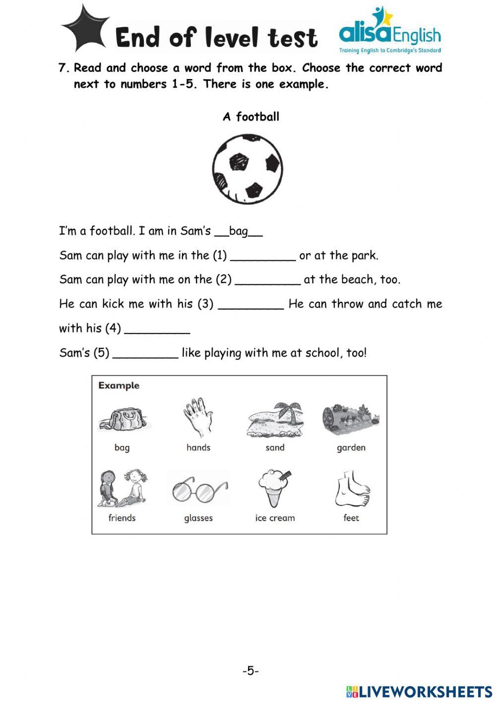 GT2 End of level test online exercise for | Live Worksheets