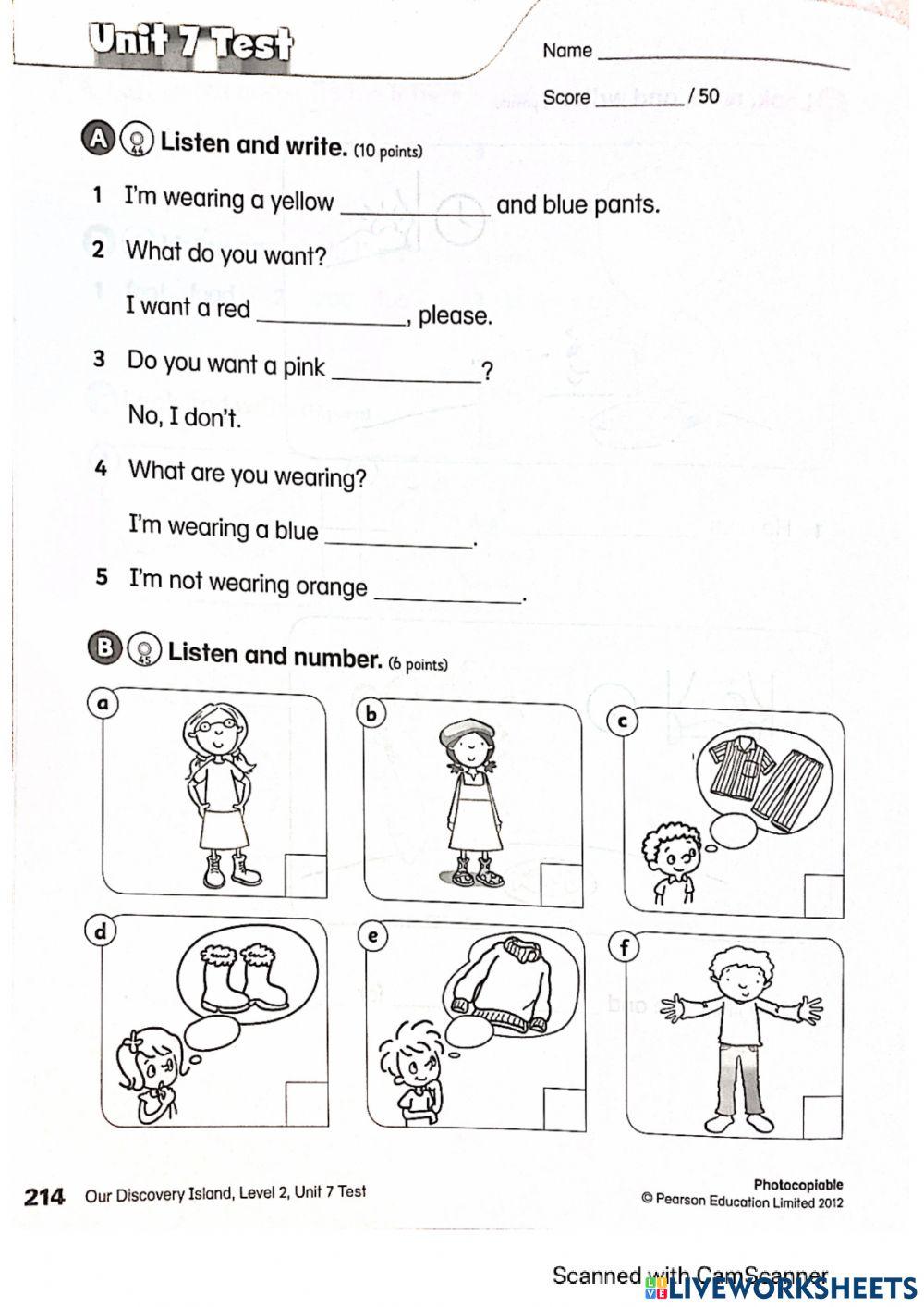 P2 Unit7 test online exercise for | Live Worksheets