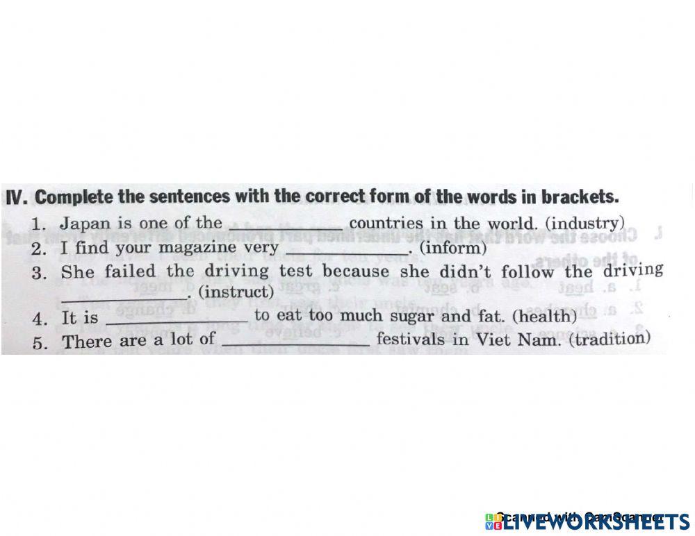 Exam practice English as a Second Language (ESL) exercise | Live Worksheets