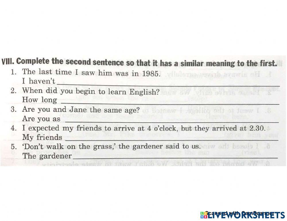 Exam practice English as a Second Language (ESL) exercise | Live Worksheets