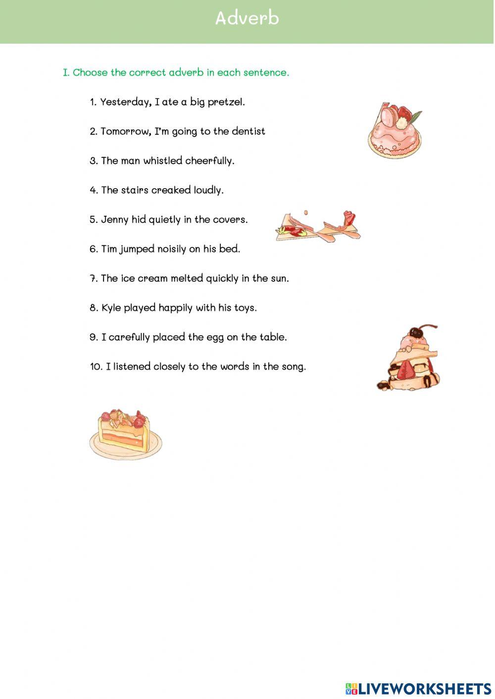 Adverb online exercise for | Live Worksheets