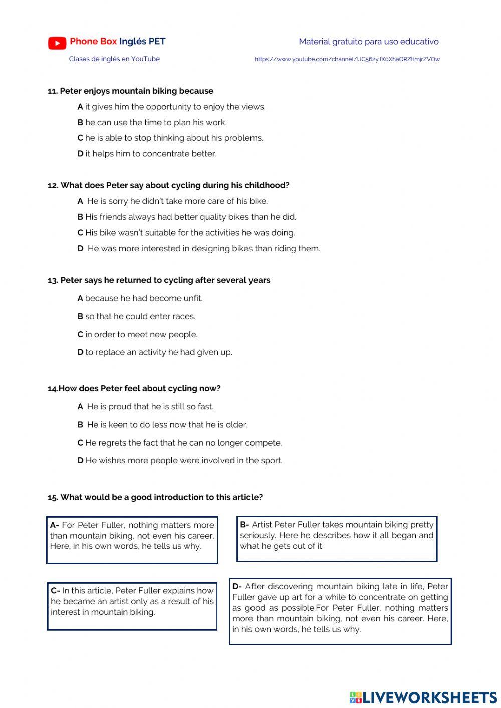 PET.Test 1.Reading Part 3 1770798 | Phone_Box_PET | Live