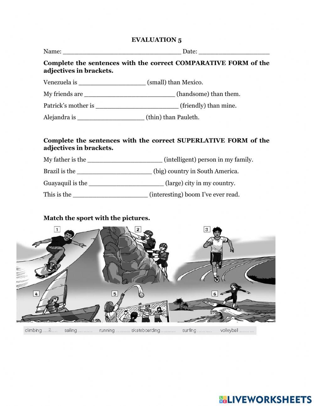 Evaluation Unit 5 interactive worksheet | Live Worksheets