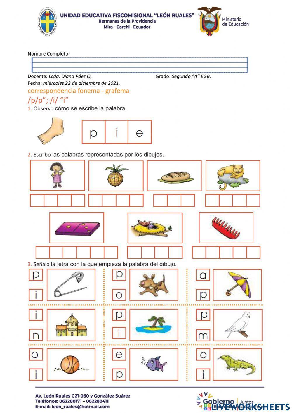 Fonema grafema … | Free Interactive Worksheets | 1771785