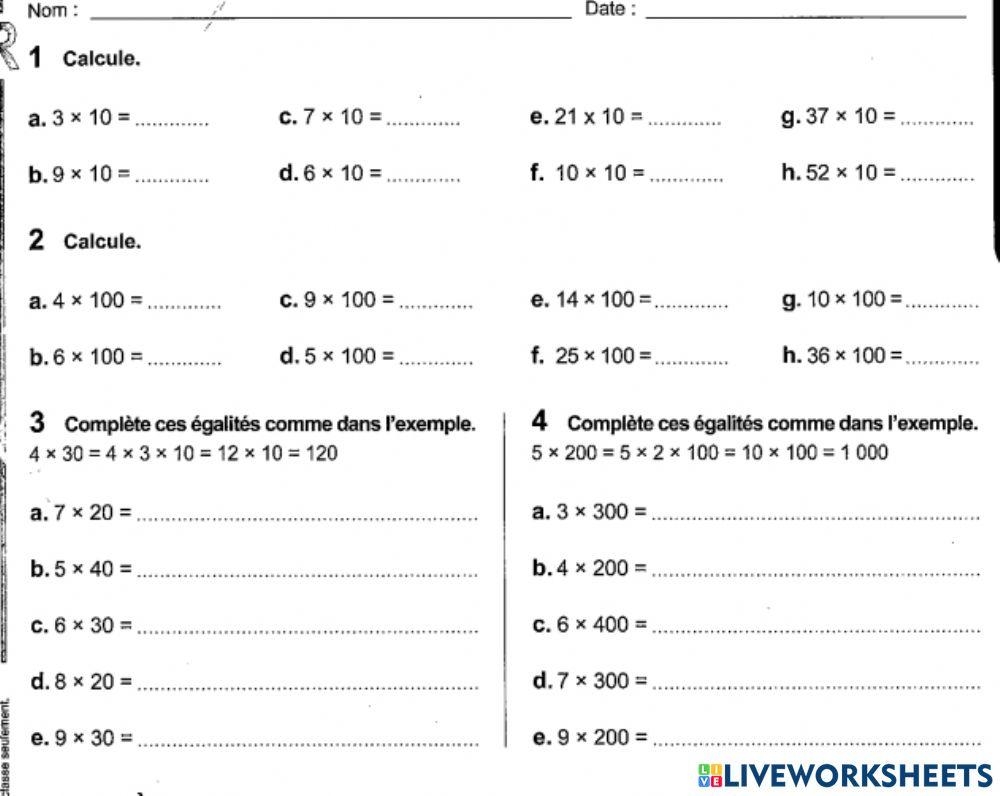 Multiple de 10 worksheet | Live Worksheets