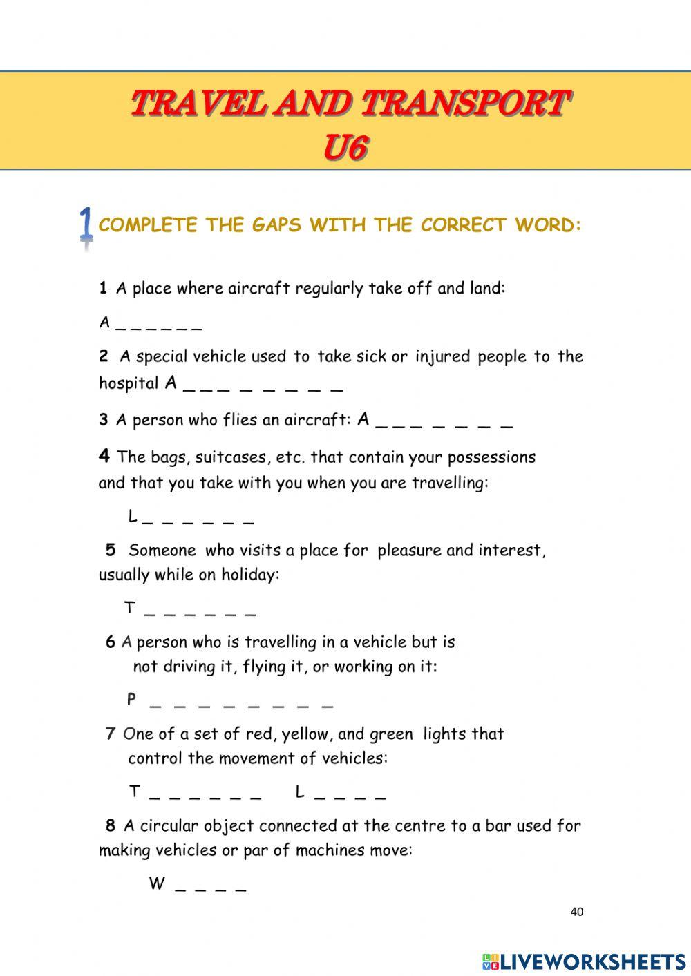 KET VOCABULARY UNIT 6 online exercise for | Live Worksheets
