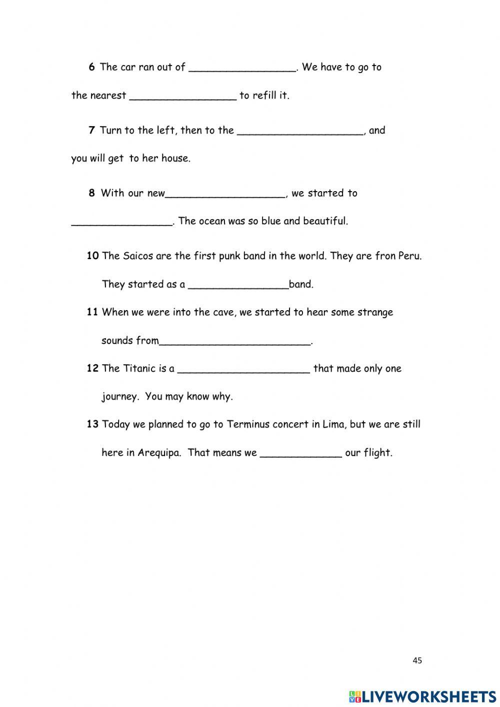 KET VOCABULARY UNIT 6 online exercise for | Live Worksheets