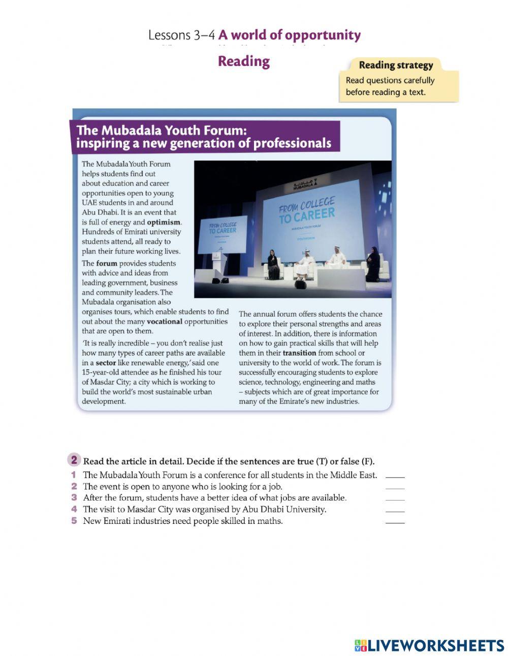 World of Opportunity worksheet | Live Worksheets