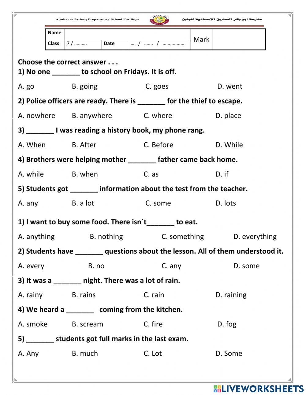 general online exercise for | Live Worksheets