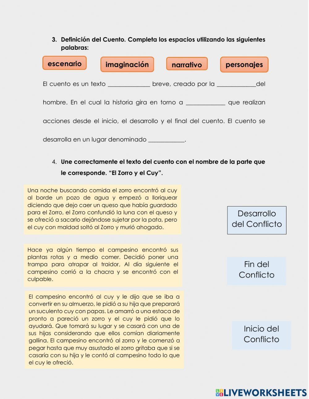 Estructura del Cuento interactive activity | Live Worksheets