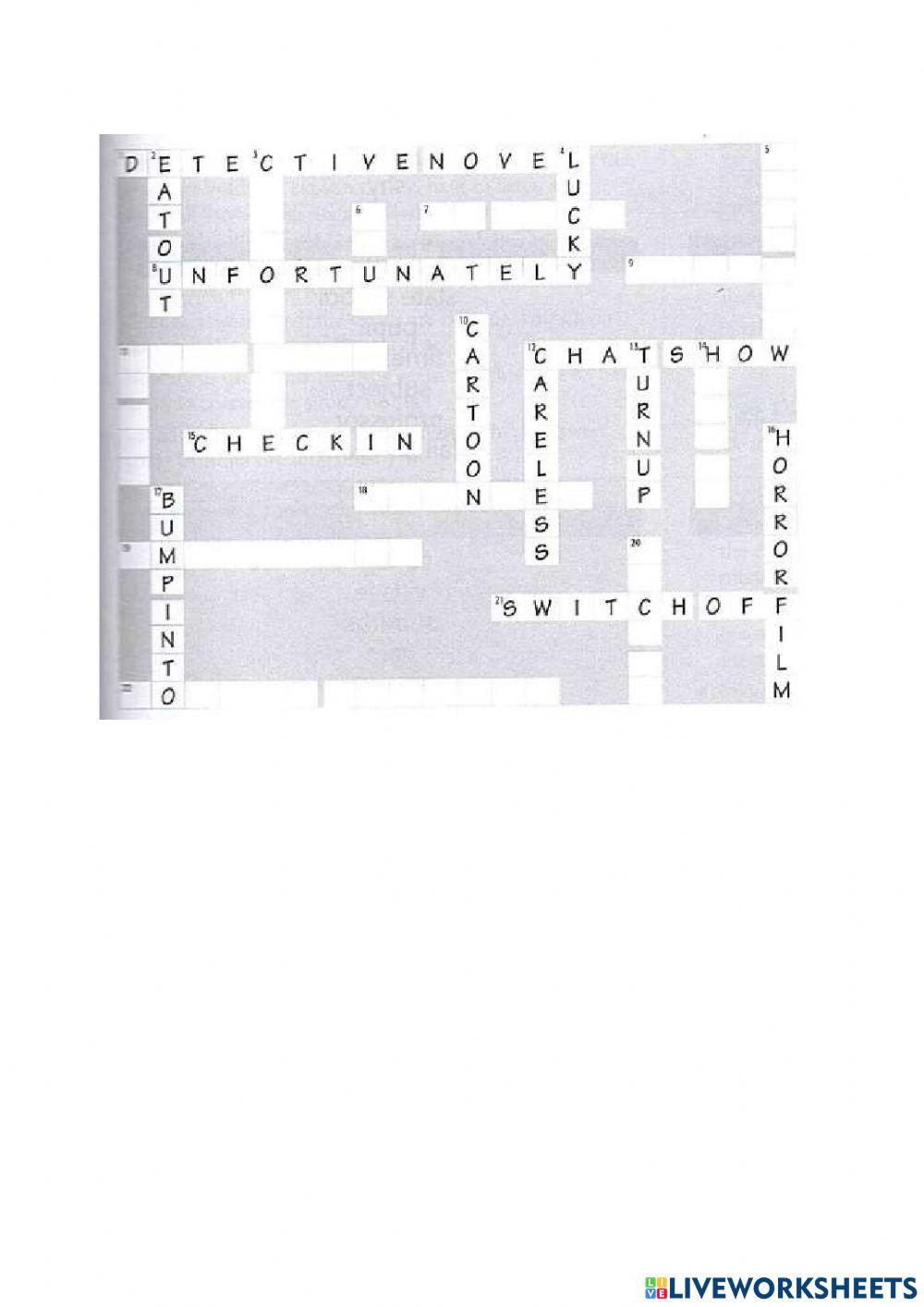 Crossword interactive exercise for INTERMEDIATE | Live Worksheets