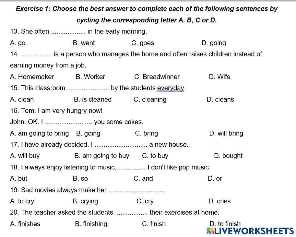 Grammar online exercise for B2 | Live Worksheets