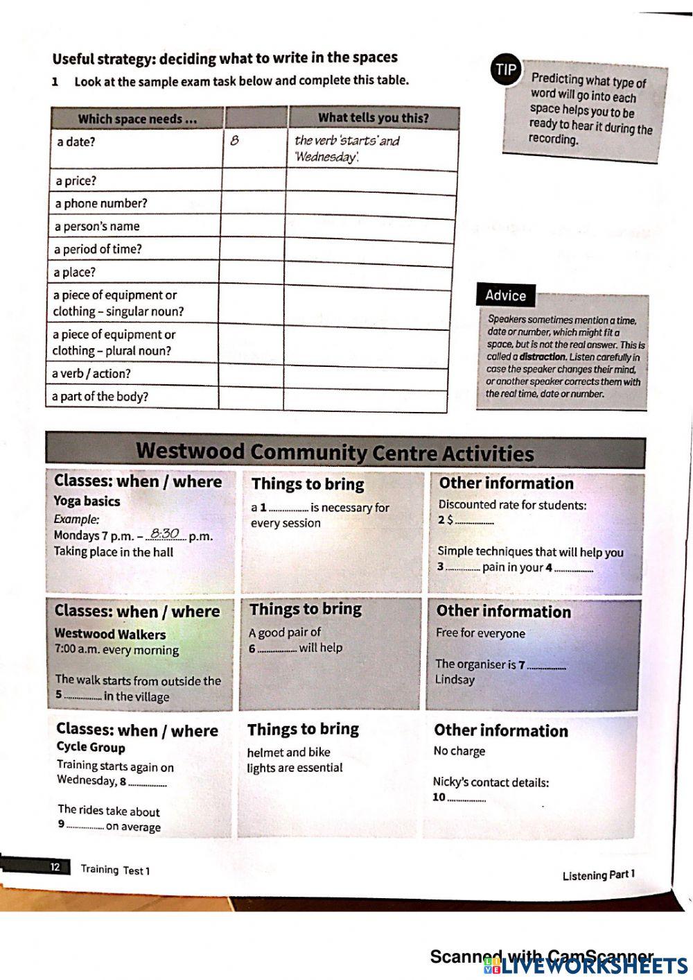 IELTS Listening- Part 1 online exercise for | Live Worksheets