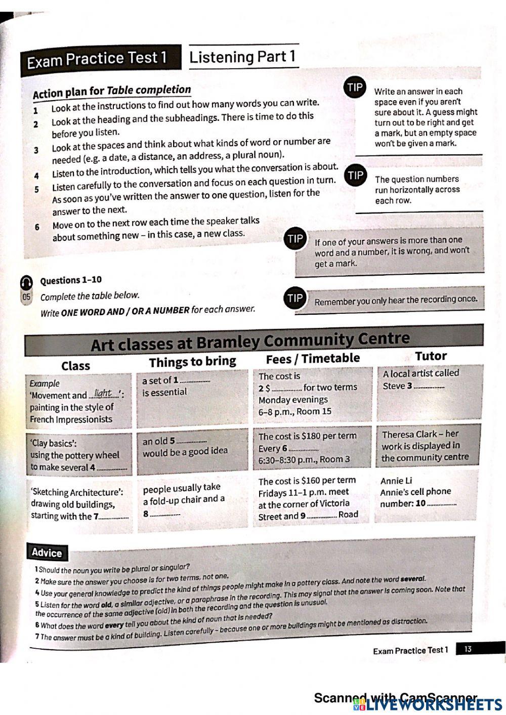 IELTS Listening- Part 1 online exercise for | Live Worksheets