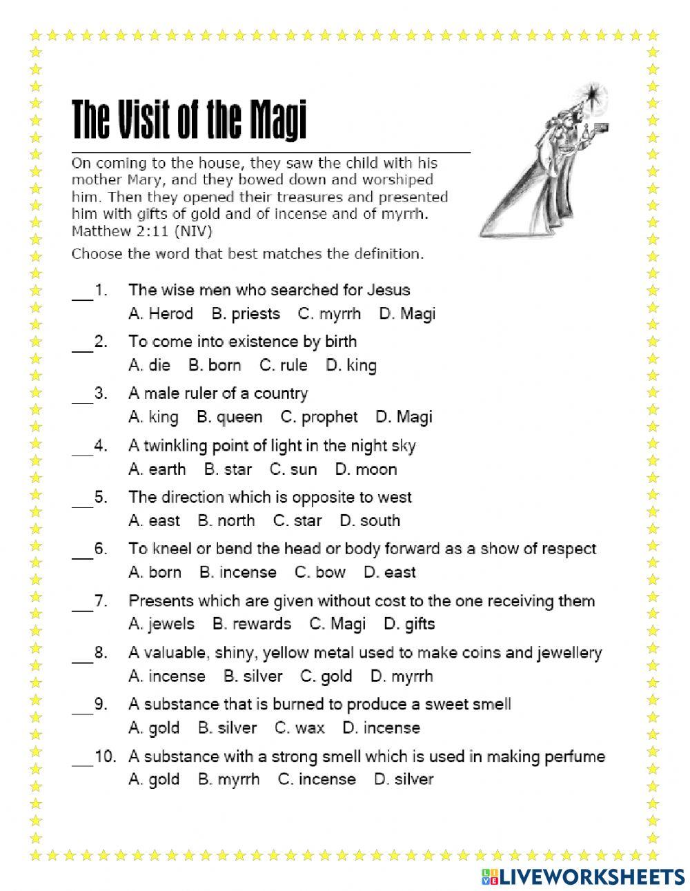 The Visit of the Magi Multiple Choice online exercise for | Live Worksheets