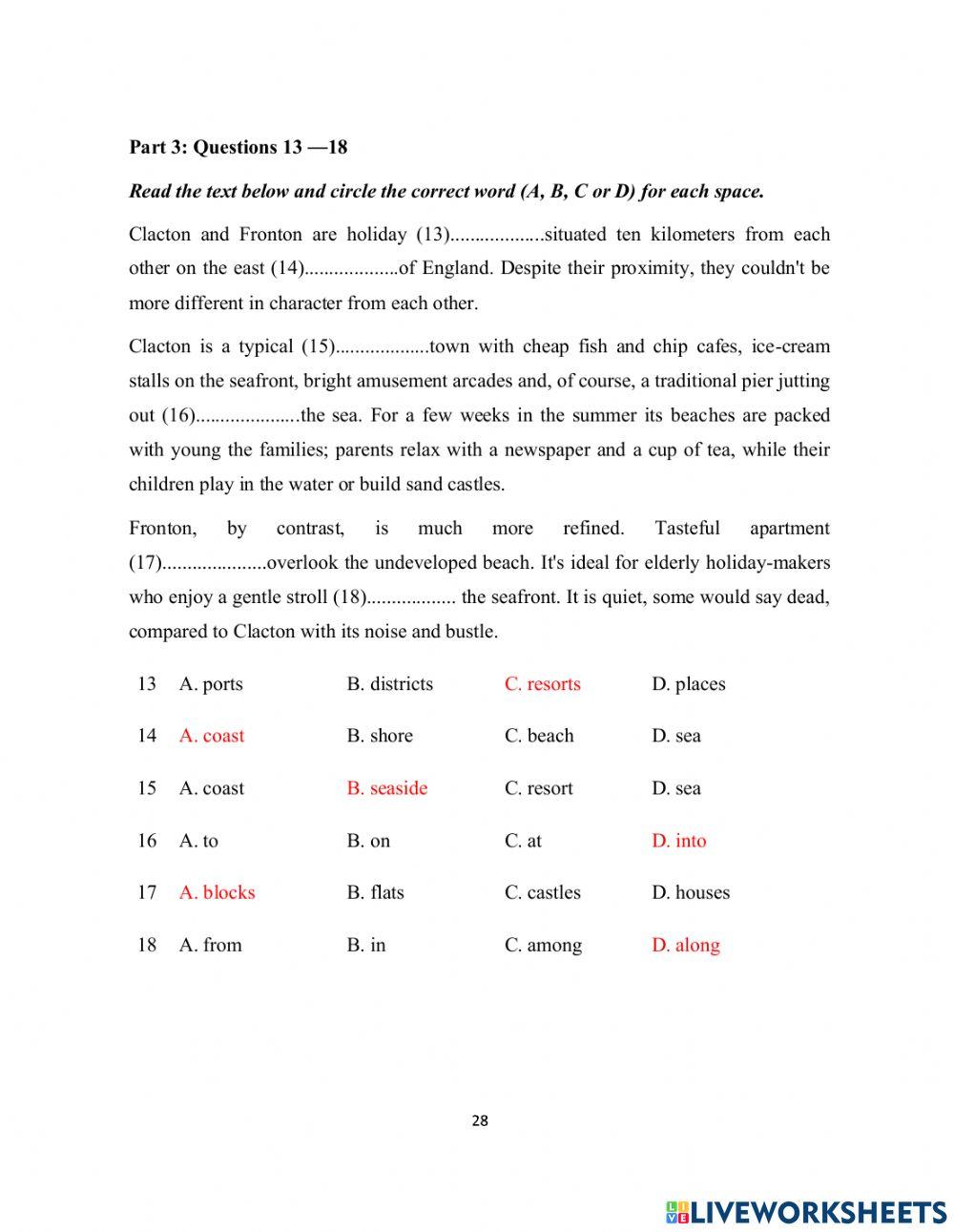 Reading B1 Module 5 online exercise for | Live Worksheets