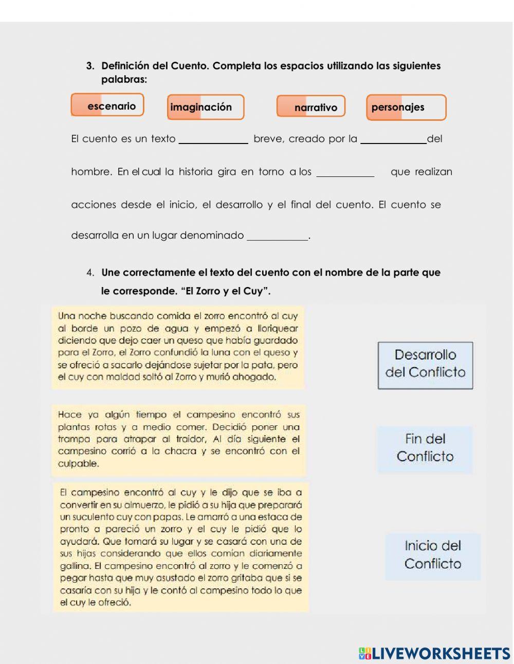 Estructura del cuento interactive exercise | Live Worksheets