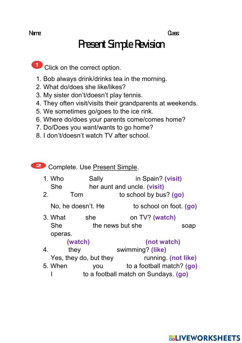 Present Simple Tense Revision 0546 | karaminova | Live