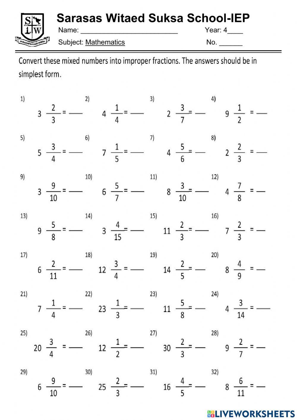 Math Worksheet3 online exercise for | Live Worksheets