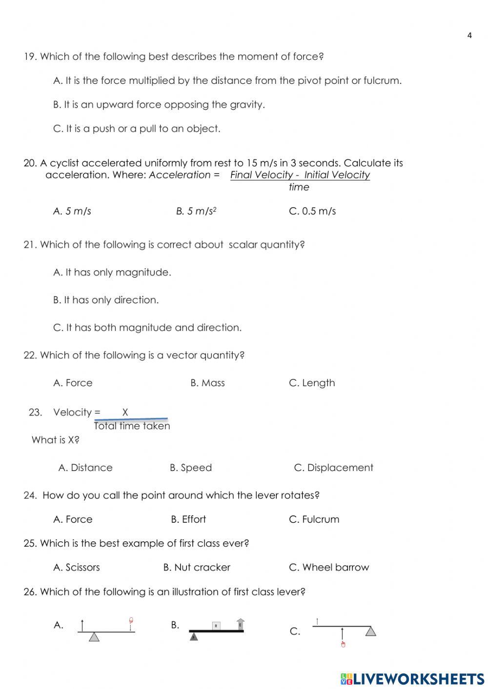 M2 Science Midterm Test online exercise for | Live Worksheets