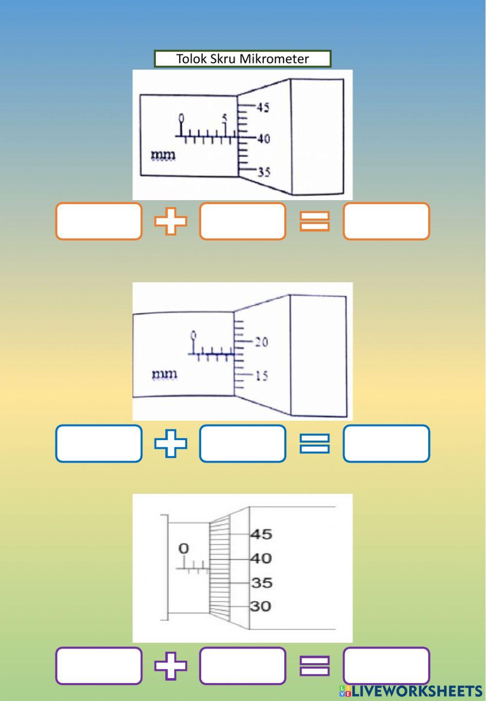 ANGKUP VERNIER - TOLOK SKRU MIKROMETER online exercise for | Live ...