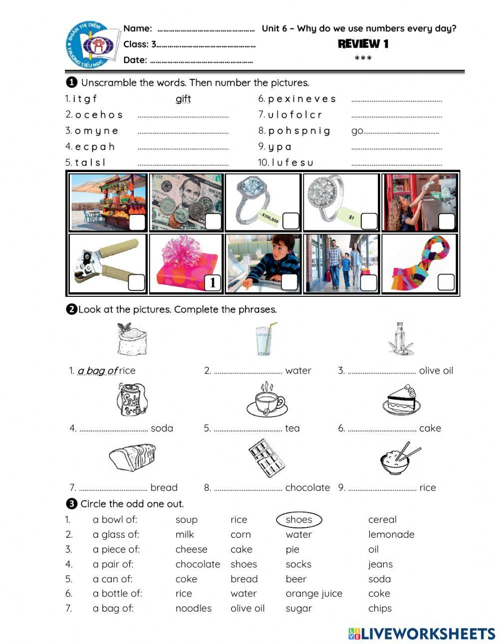 NIK3-Unit6-Review1 worksheet | Live Worksheets