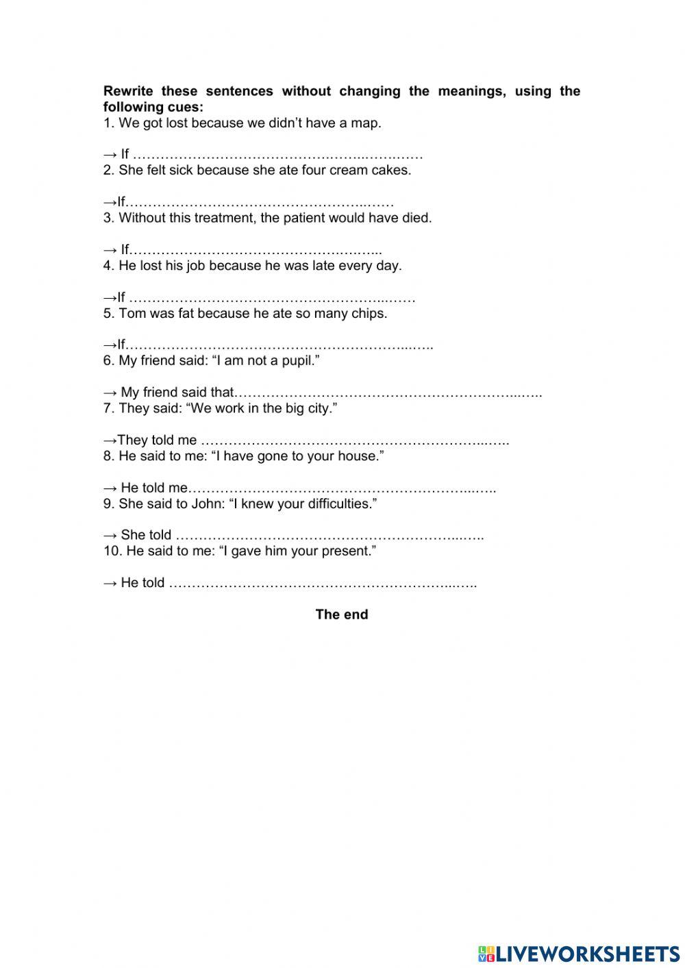Test 6 interactive exercise for 10 | Live Worksheets