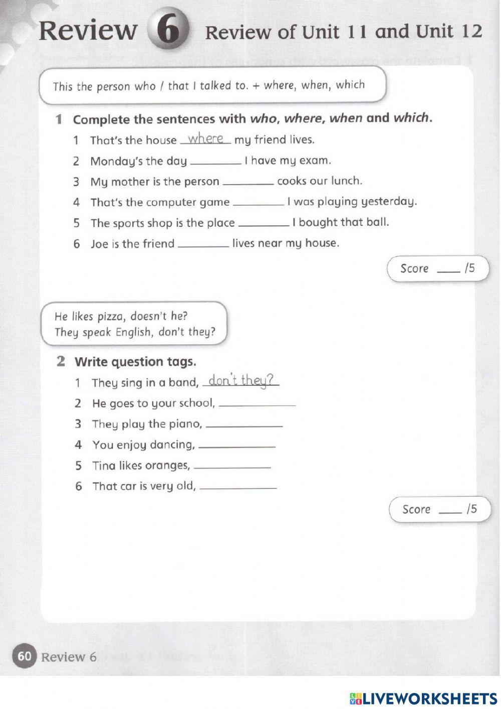 J6B - EOMT Revision worksheet | Live Worksheets