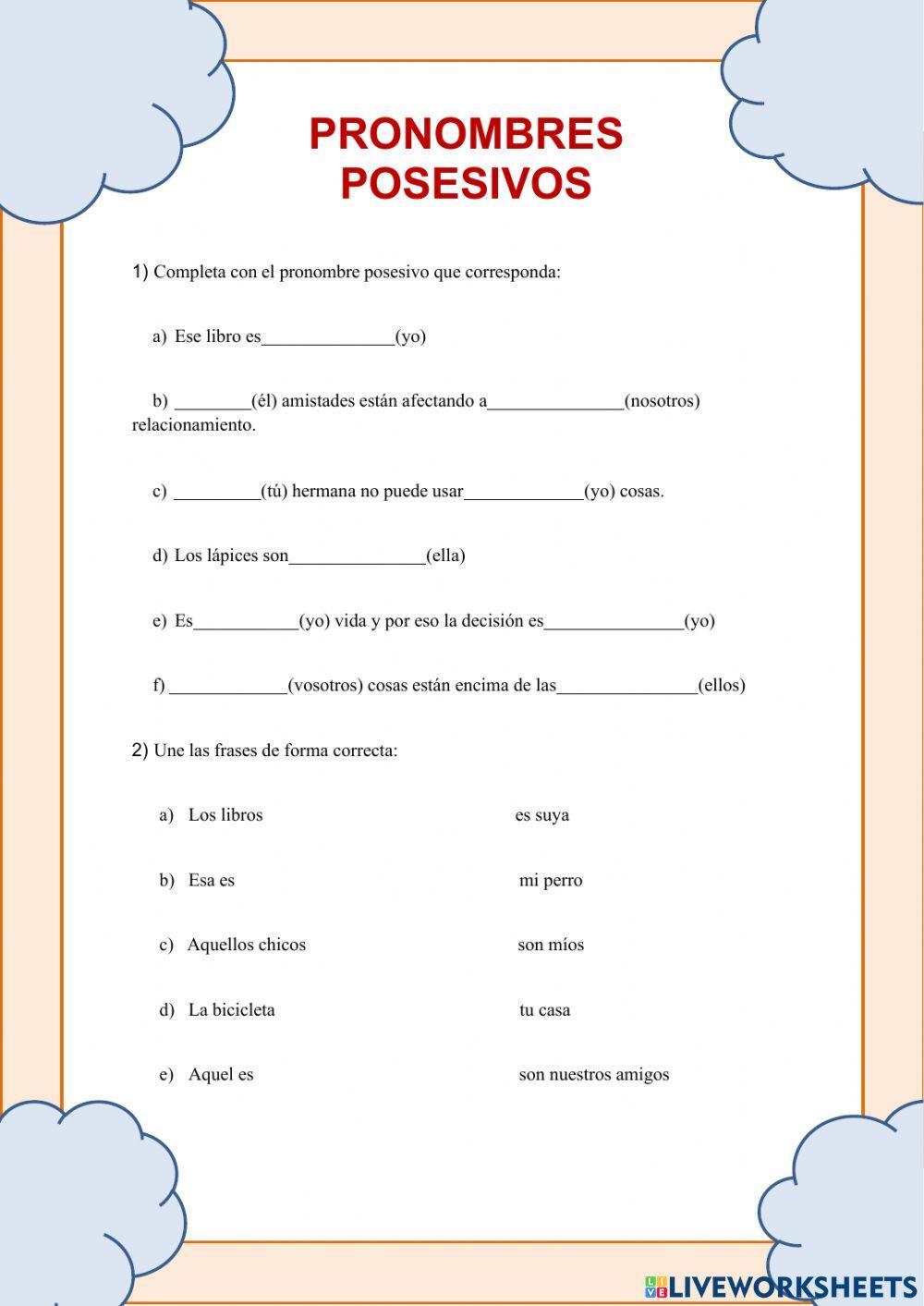 Pronombres Personales Y Posesivos Worksheet Live Worksheets Porn Sex Picture