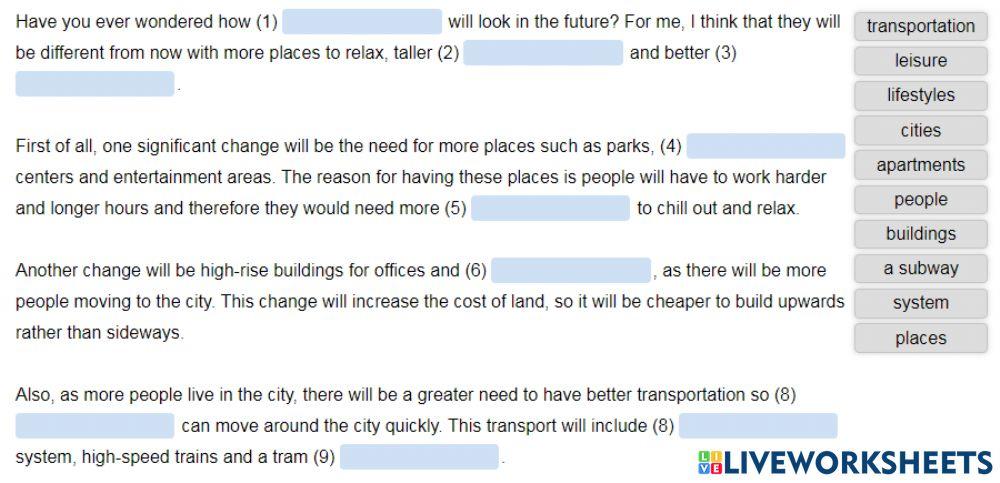 Future cities | Live Worksheets