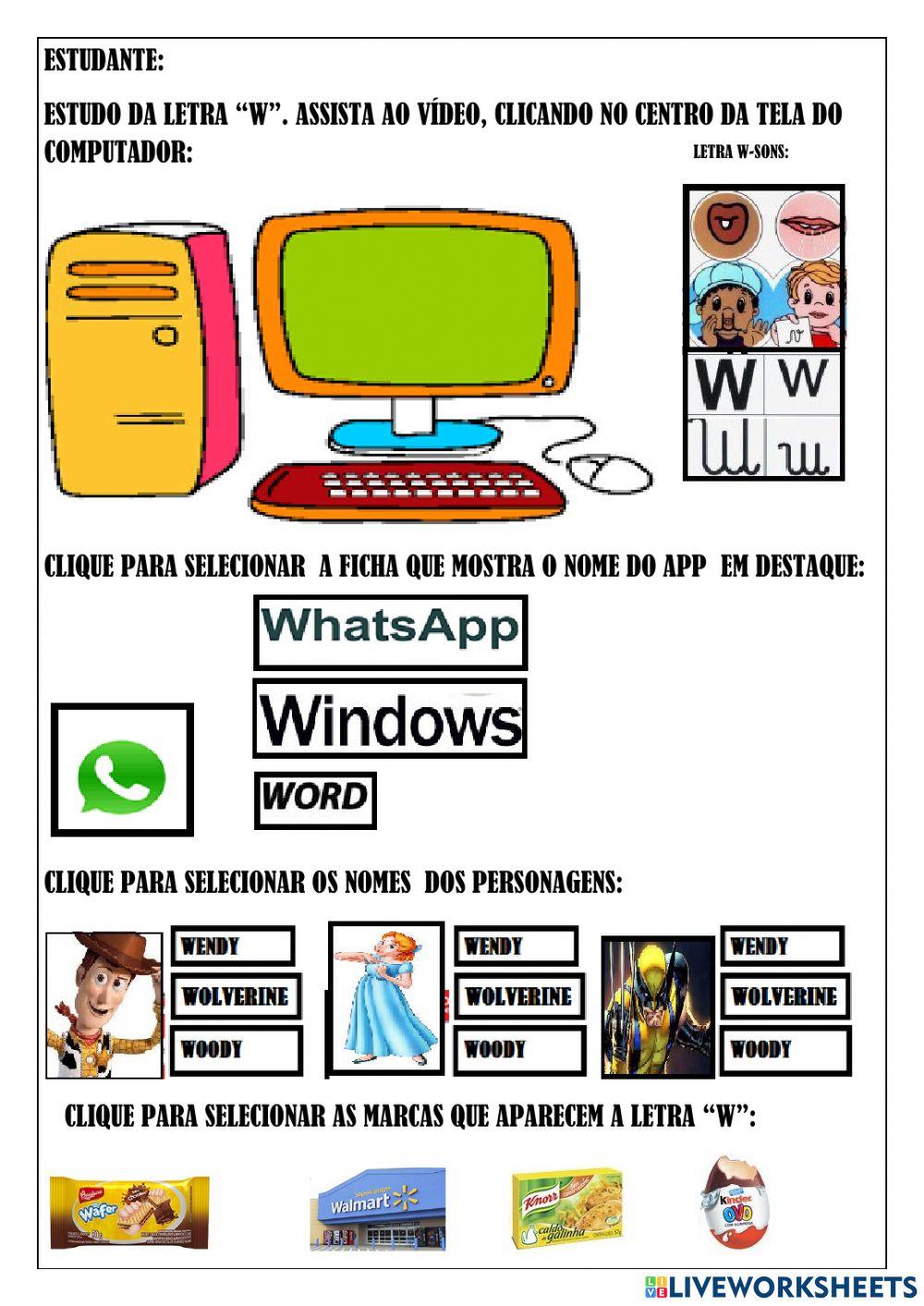 Letra -w- worksheet | Live Worksheets