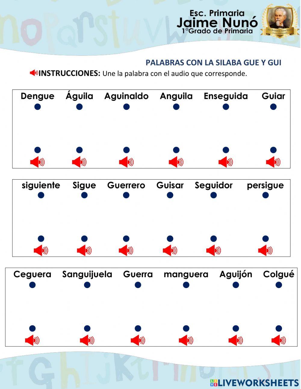 Palabras con la Letra Gue y Gui 1776227 | Michel Otaner