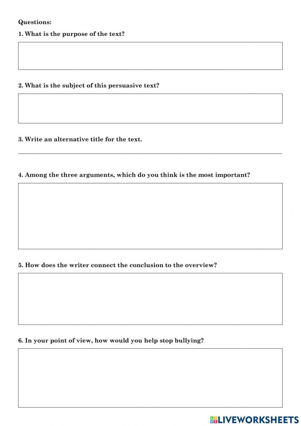 Persuasive Text… | Free Interactive Worksheets | 1776480