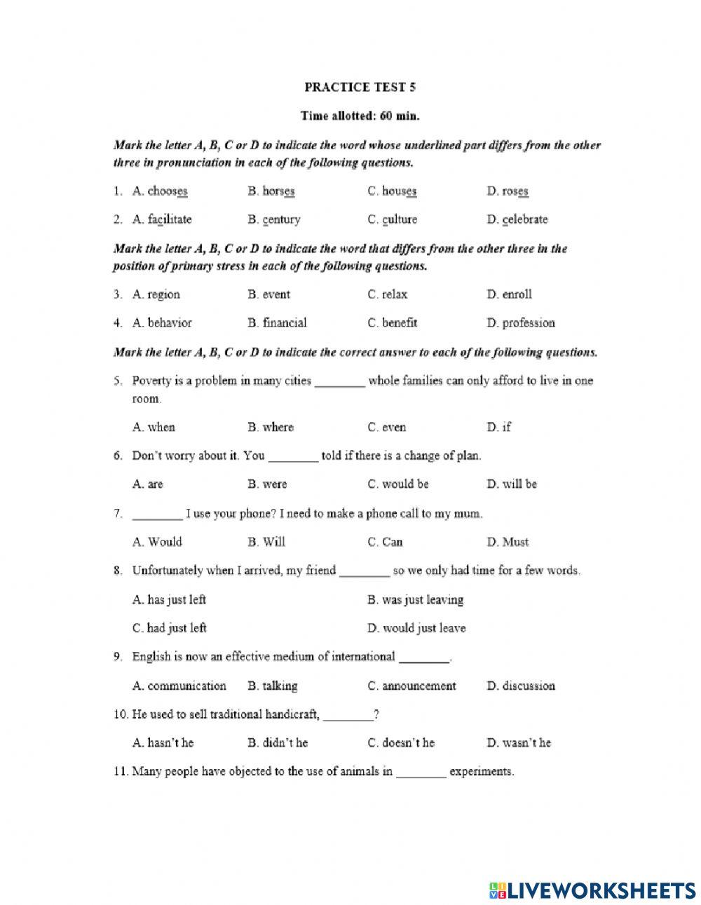 Entrance Test Grade 10 1776706 | samloan | Live