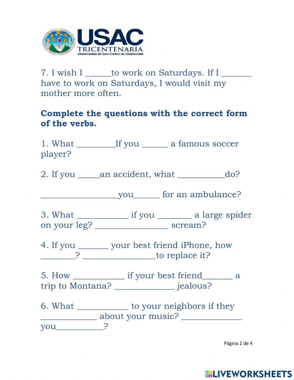 If and wish | Free Interactive Worksheets | 1776814