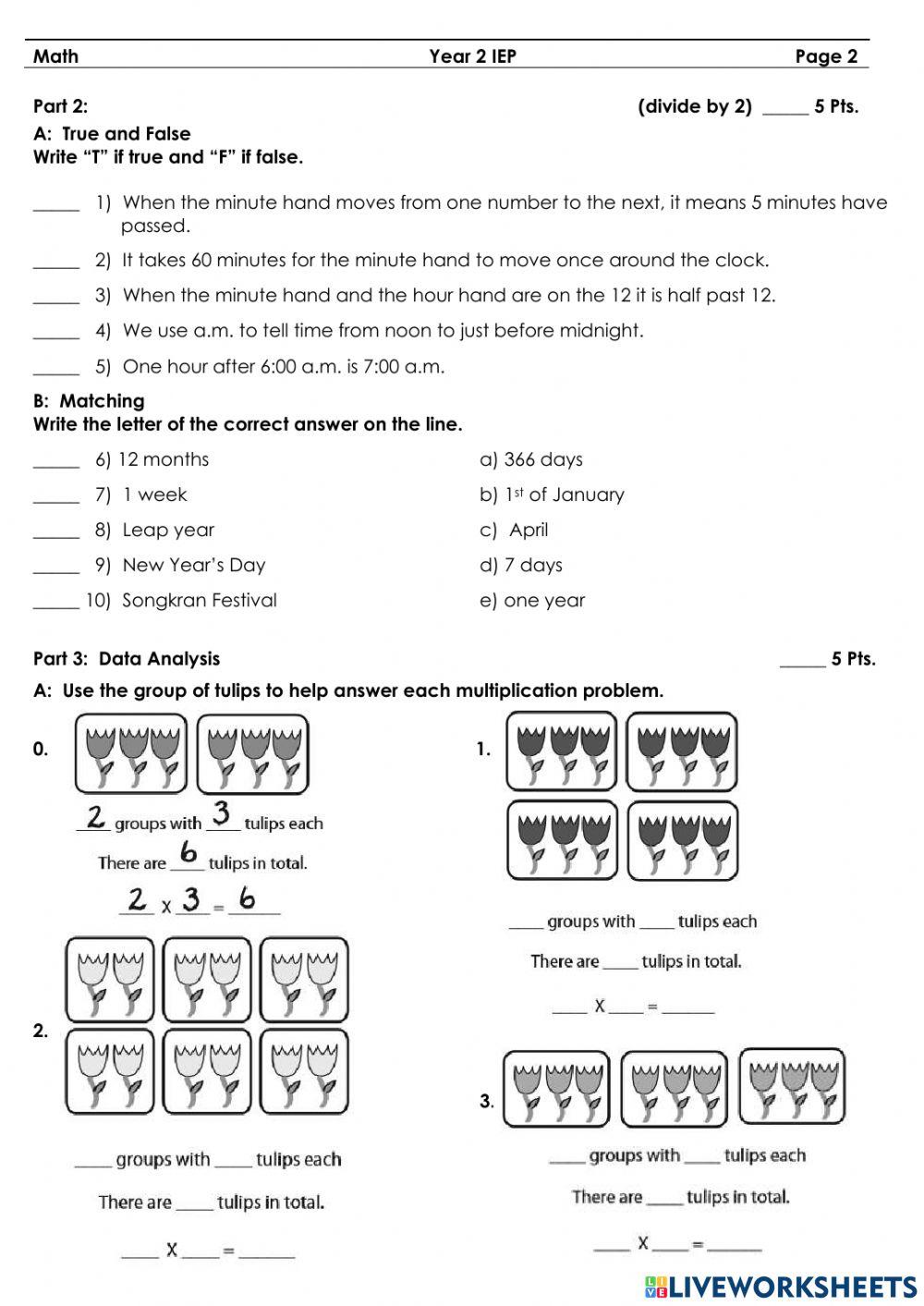 Math Midterm 2nd sem online exercise for | Live Worksheets