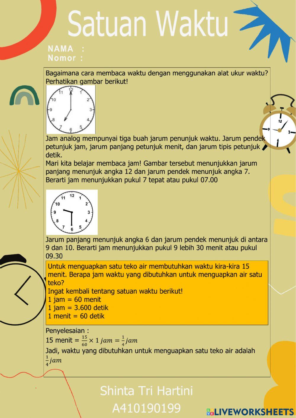 LKPD Satuan Wak… | Free Interactive Worksheets | 1776974