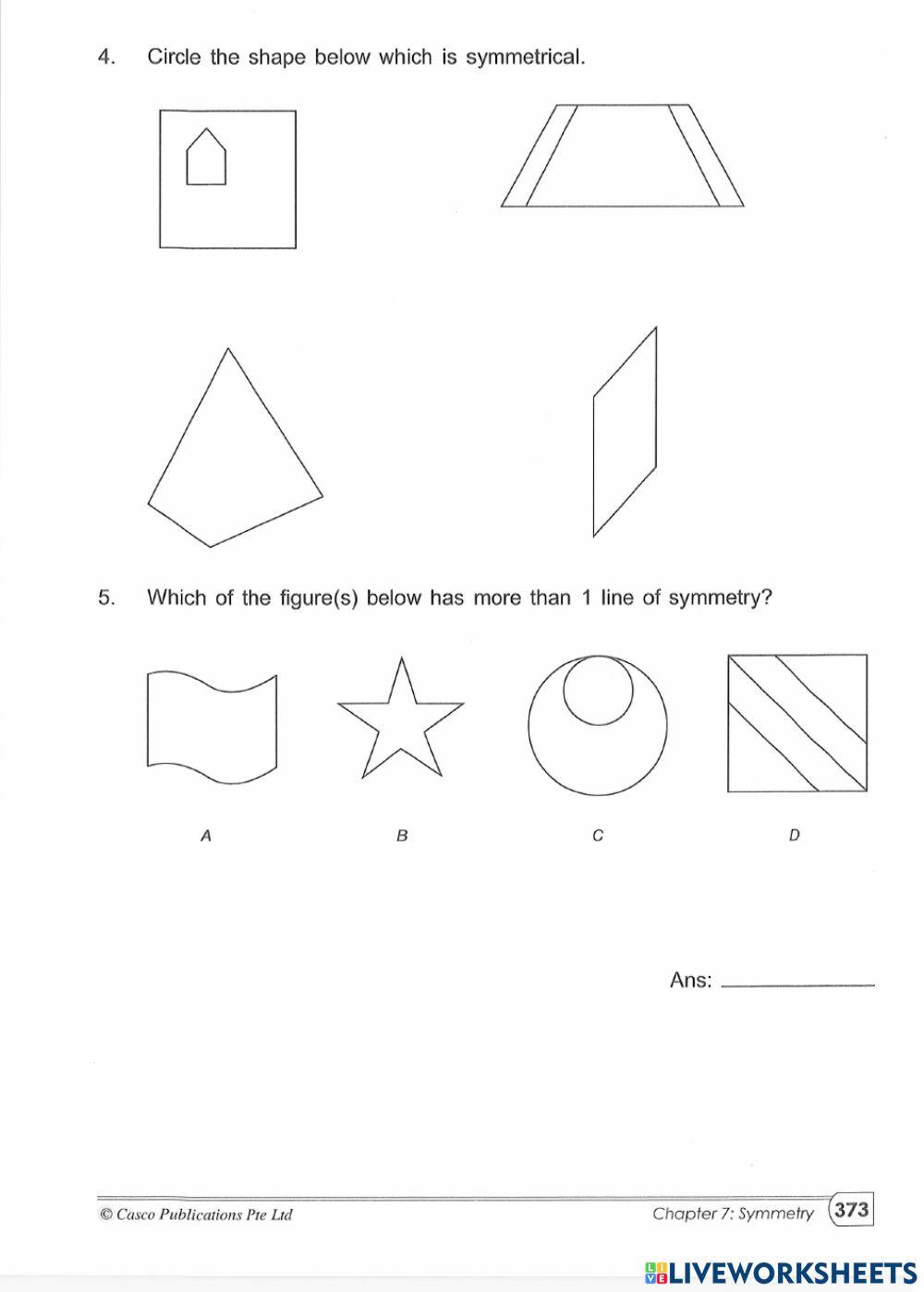 Symmetry 2 4016466 | 4e2iq | Live Worksheets