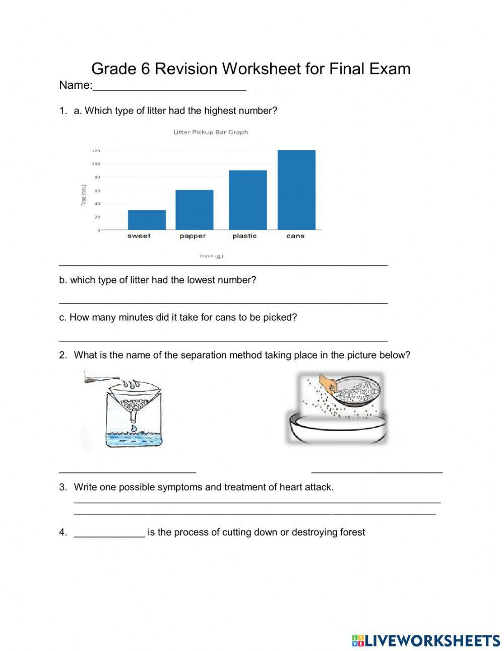 REVISION FOR TOMMOROW GRADE 6 online exercise for | Live Worksheets