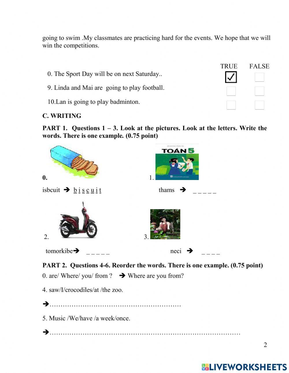 Grade 5 worksheet activity for 2 | Live Worksheets