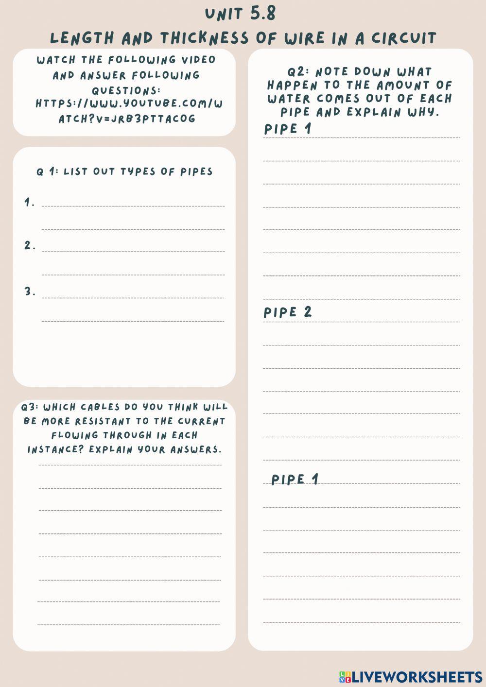 CPS6-Unit 5.8 Length and thickness of wire in a circuit worksheet ...