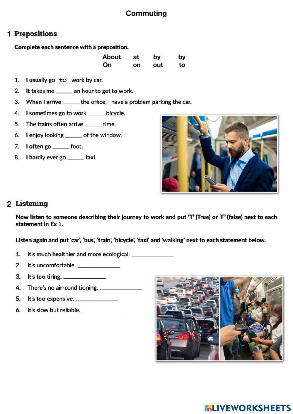 Commuting liste… | Free Interactive Worksheets | 1777632